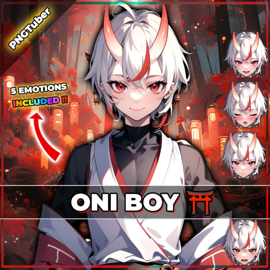 Oni Boy Pngtuber Model: 5 Emotions, Ready to Stream - Etsy
