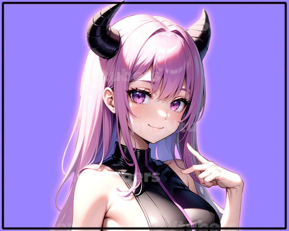 Pngtuber, Purple Demon Succubus Girl 2d Vtuber / Premade & Presetup Model With 5 Expressions ...