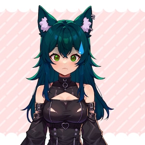 Premade Black Wolf Girl Vtuber Model: Fully Rigged for Vtube Studio ...