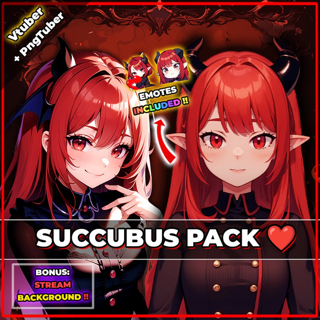 Ready to Use Vtuber, Red Succubus Demon Oni PACK / Premade & Presetup Model, PNGTUBER INCLUDED ...