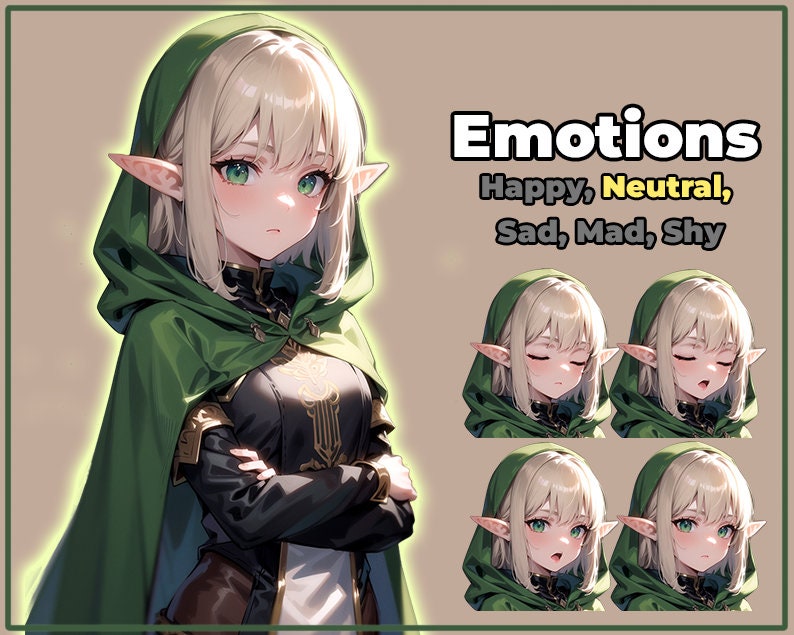 Wood Elf Girl Pngtuber Model: 5 Expressions, Veadotube Ready - Etsy