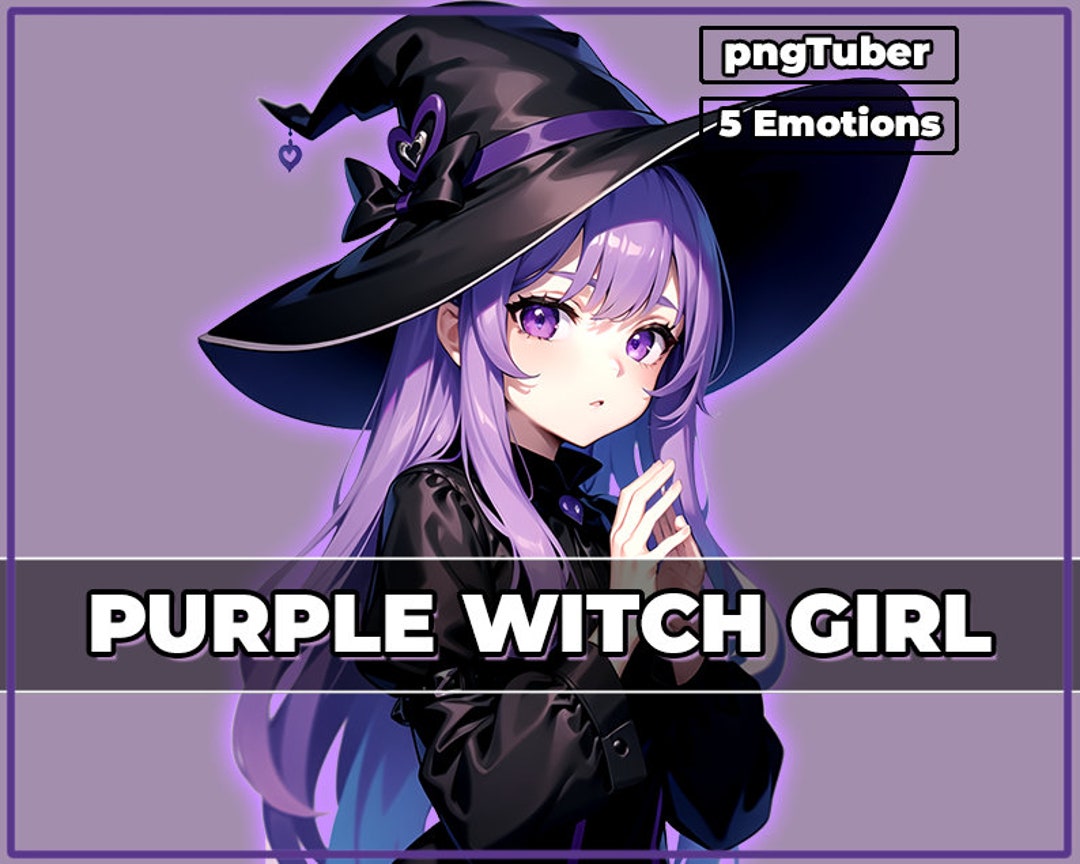 Purple Witch Pngtuber Model: 5 Expressions, Veadotube Ready - Etsy