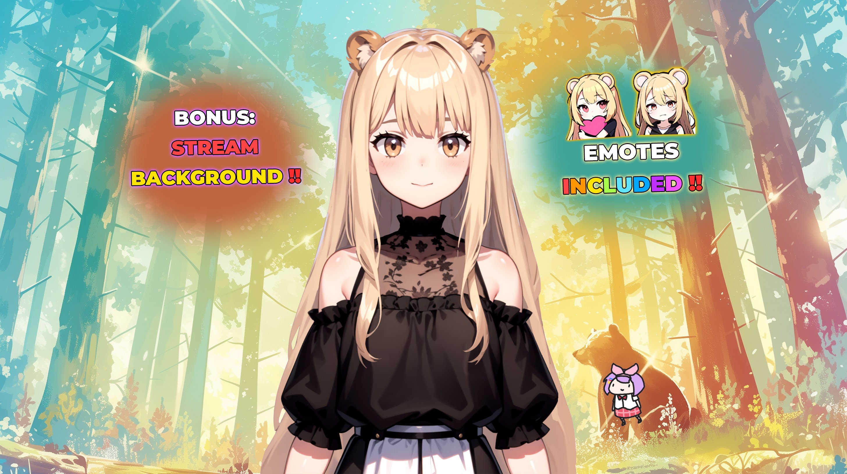 Listo para usar Vtuber, Brown Bear Girl Vtuber & PngTuber Pack, listo ...