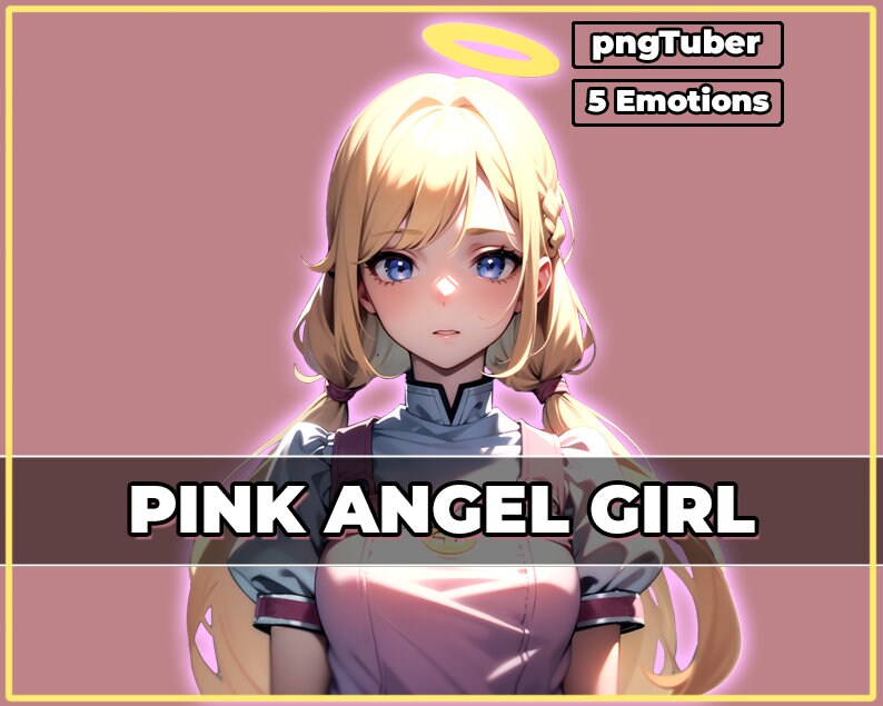 Pngtuber, Pink Angel Girl 2d Vtuber / Premade & Presetup Model With 5 ...