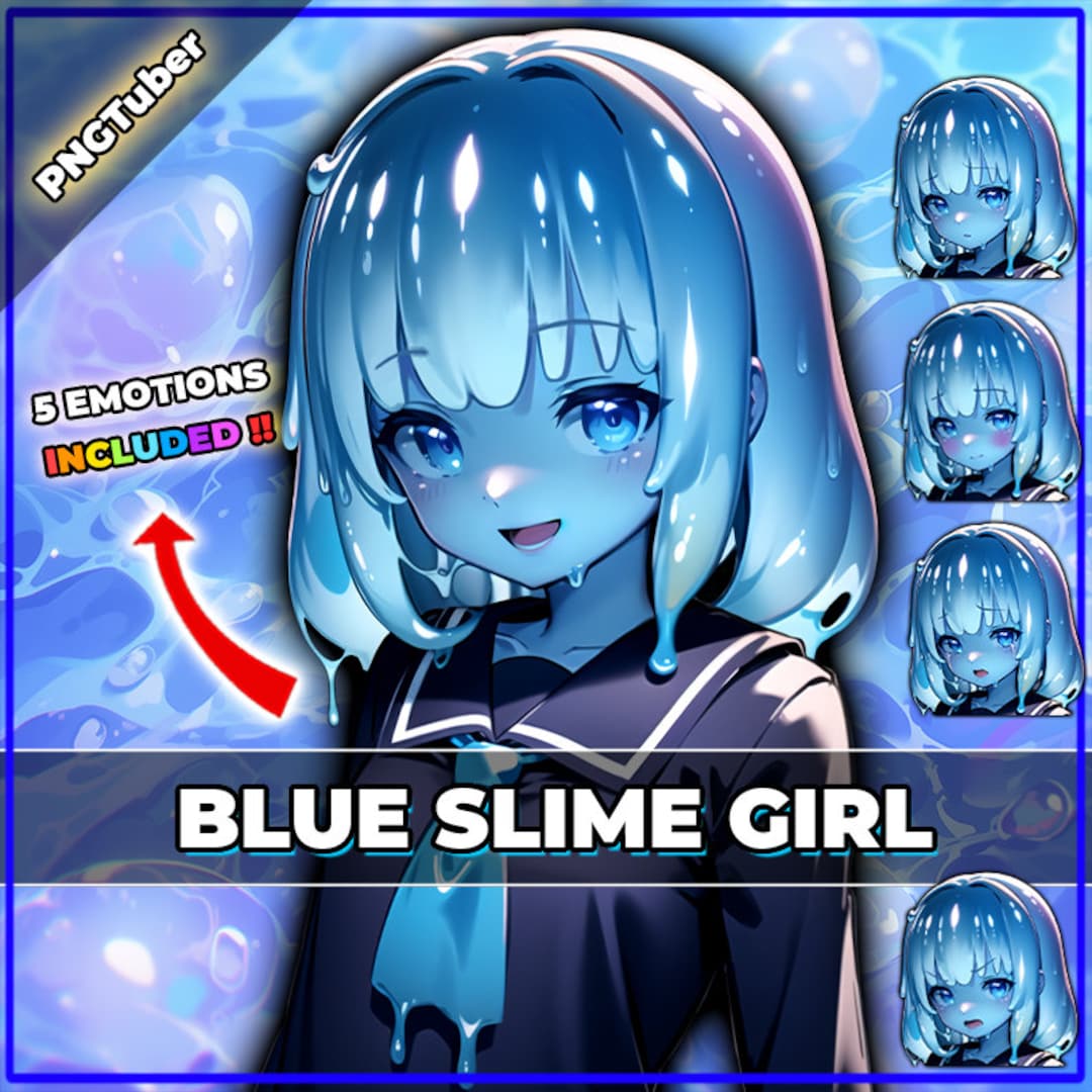 Blue Slime Girl Pngtuber Model: 5 Expressions, Veadotube Ready - Etsy