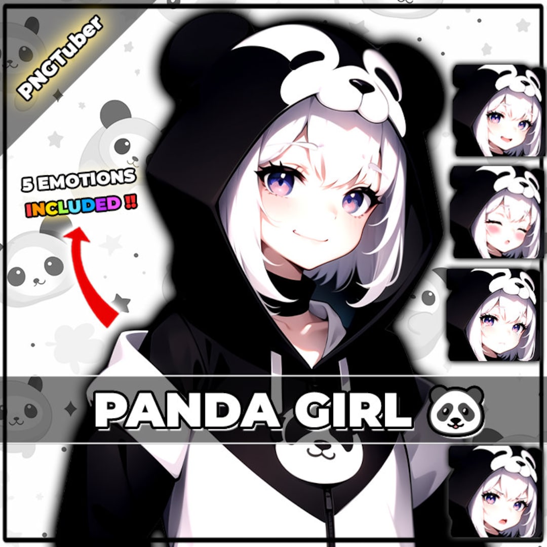 Panda Girl Pngtuber: Premade Vtuber Model With Expressions - Etsy