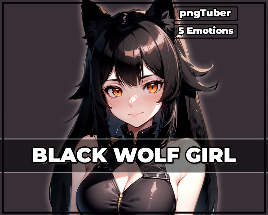 PngTuber Black Wolf Neko Girl 2d Vtuber / Modelo prefabricado - Etsy México