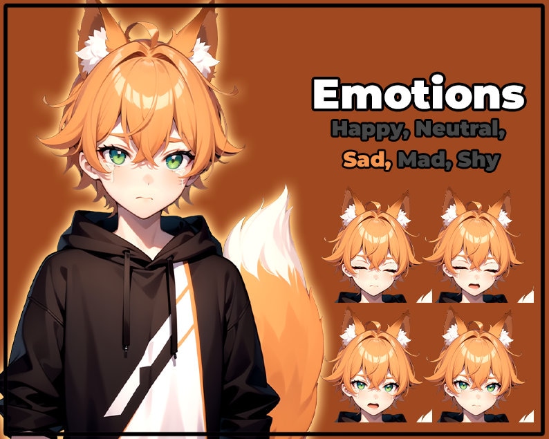 PngTuber, Fox Boy 2d Vtuber / Modelo prefabricado y preconfigurado con ...