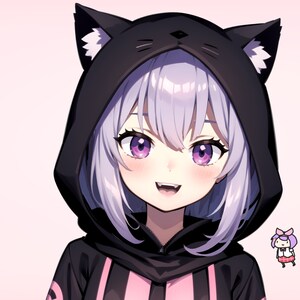 Purple Cat Hoodie Girl Vtuber Model: Ready to Use + Pngtuber - Etsy