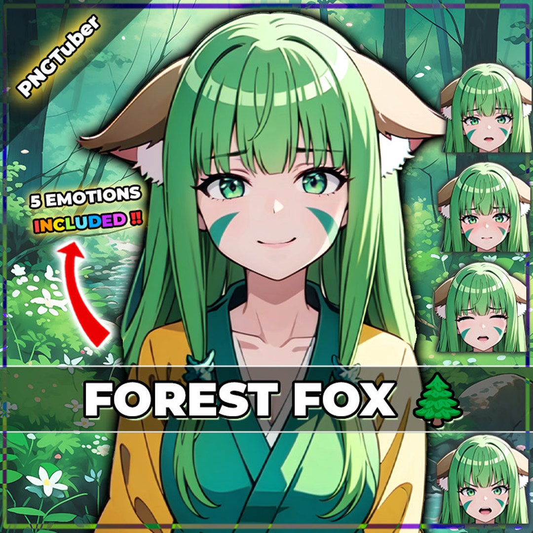 Pngtuber, Forest Fox Girl 2d Vtuber / Premade & Presetup Model With 5 Expressions, Ready for ...