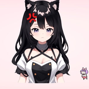 Black Cat Girl Vtuber Model: Ready to Use Neko Avatar (pngtuber) - Etsy