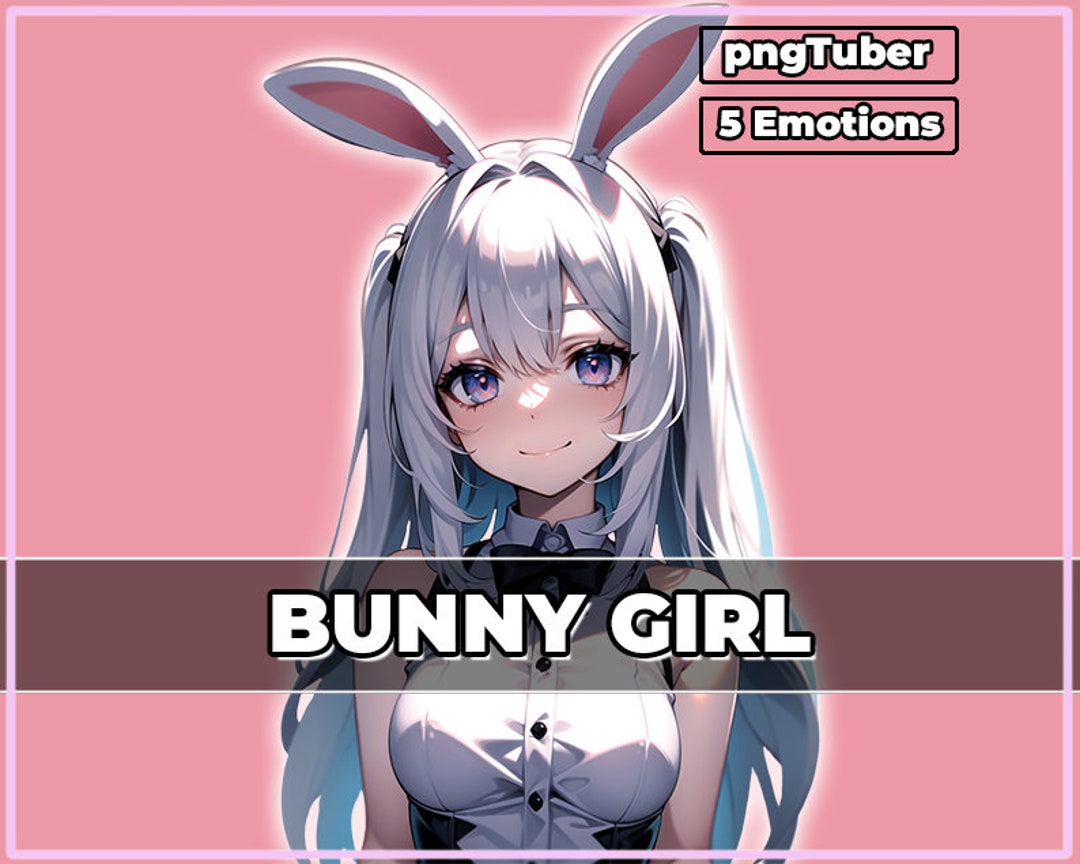 PngTuber, Chica Conejita Blanca 2d Vtuber / Modelo prediseñado y preconfigurado con 5 ...