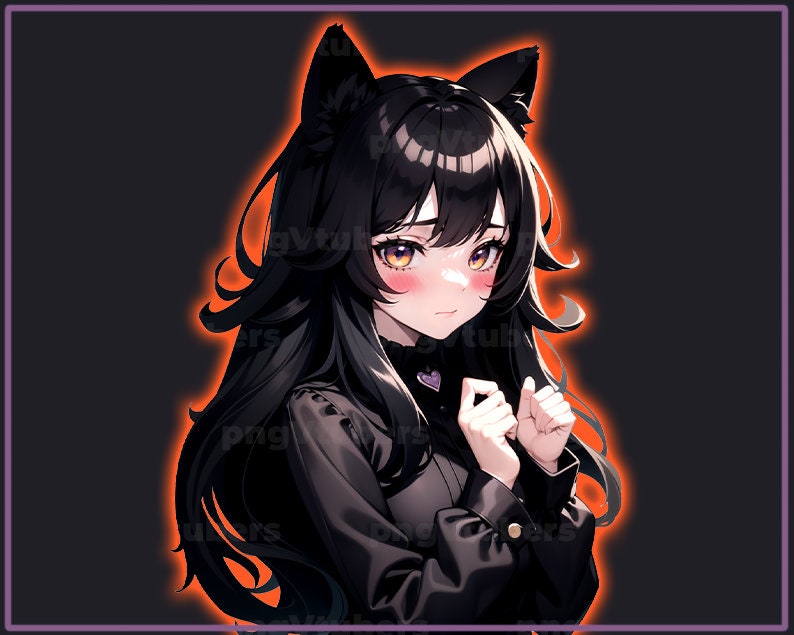 PngTuber, Black Cat Neko Girl 2d Vtuber / Modelo prefabricado y ...