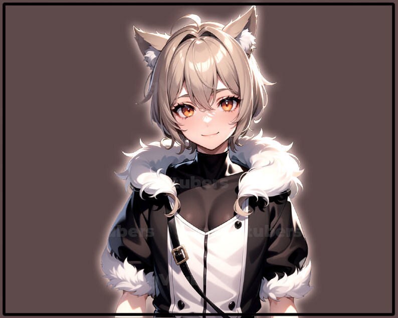 Snowy Wolf Pngtuber Model: Androgynous Neko Vtuber With Expressions - Etsy