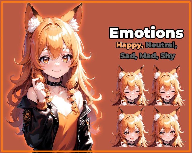 Red Fox Girl Pngtuber Model: 5 Expressions (veadotube) - Etsy