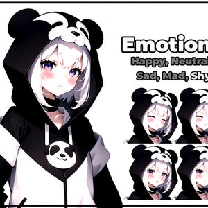 Pngtuber, Panda Bear Hoodie Girl 2d Vtuber / Premade & Presetup Model ...