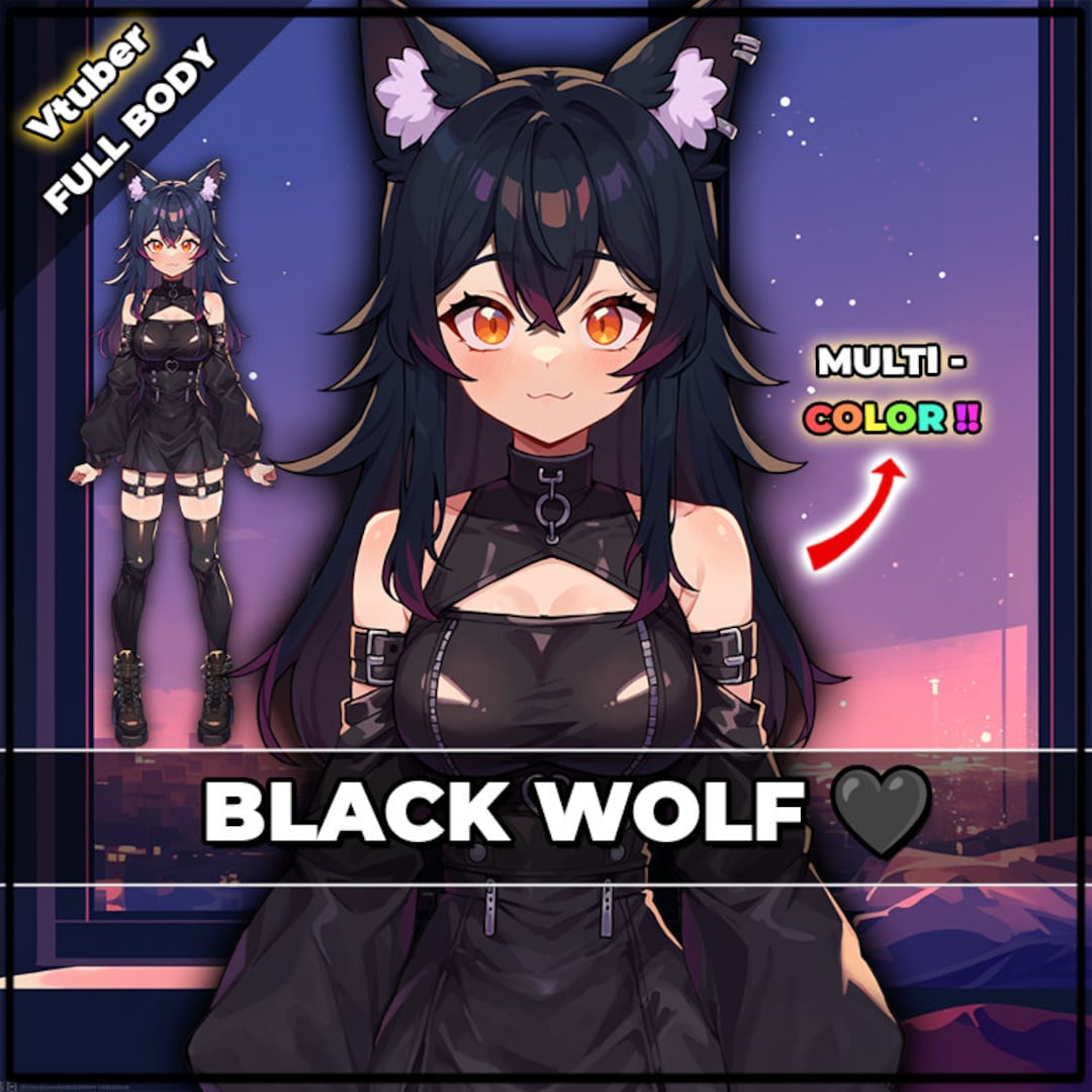 Premade Black Wolf Girl Vtuber Model: Fully Rigged for Vtube Studio - Etsy