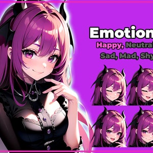 Pngtuber, Purple Succubus Girl 2d Vtuber / Premade & Presetup Model ...