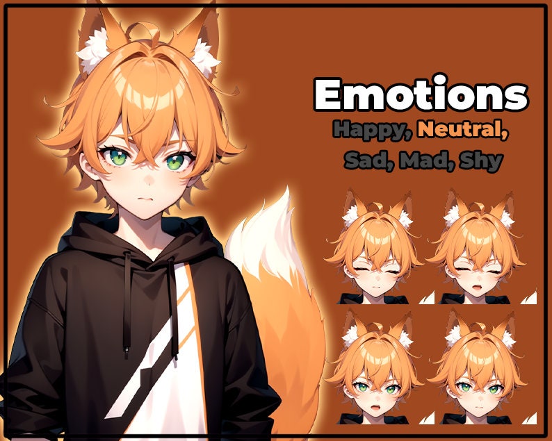 Fox Boy Pngtuber: Premade Vtuber Model With 5 Expressions - Etsy