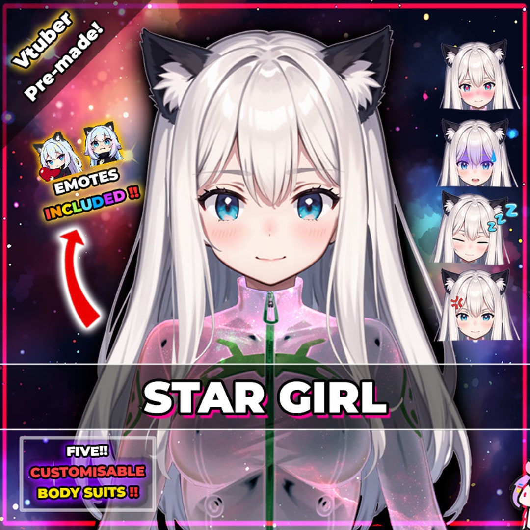Star Cyber Girl Vtuber Model: Premade & Customizable, Twitch Emotes - Etsy
