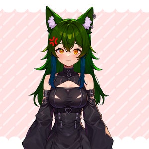 Premade Black Wolf Girl Vtuber Model: Fully Rigged for Vtube Studio ...