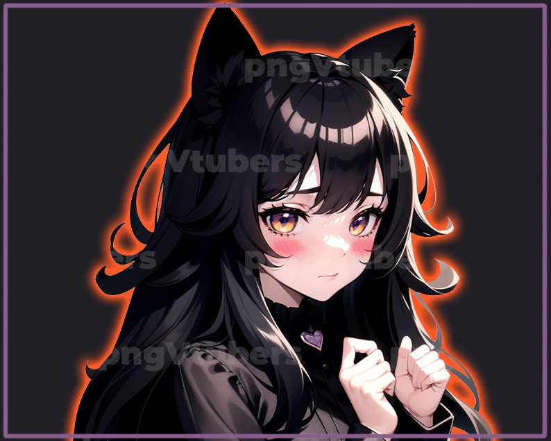PngTuber, Black Cat Neko Girl 2d Vtuber / Modelo prefabricado y ...