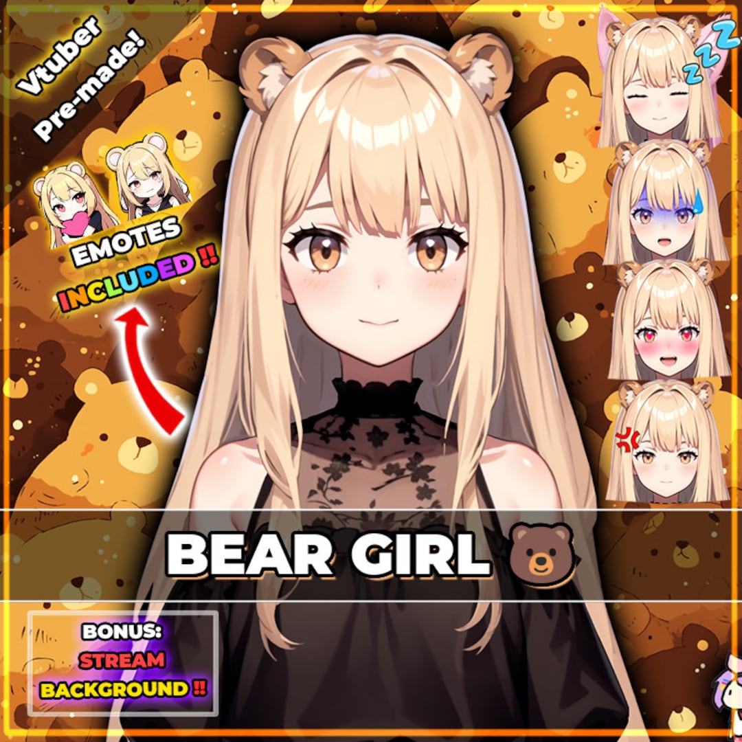 Ready to Use Vtuber, Brown Bear Girl / Premade & Presetup Model, Ready ...