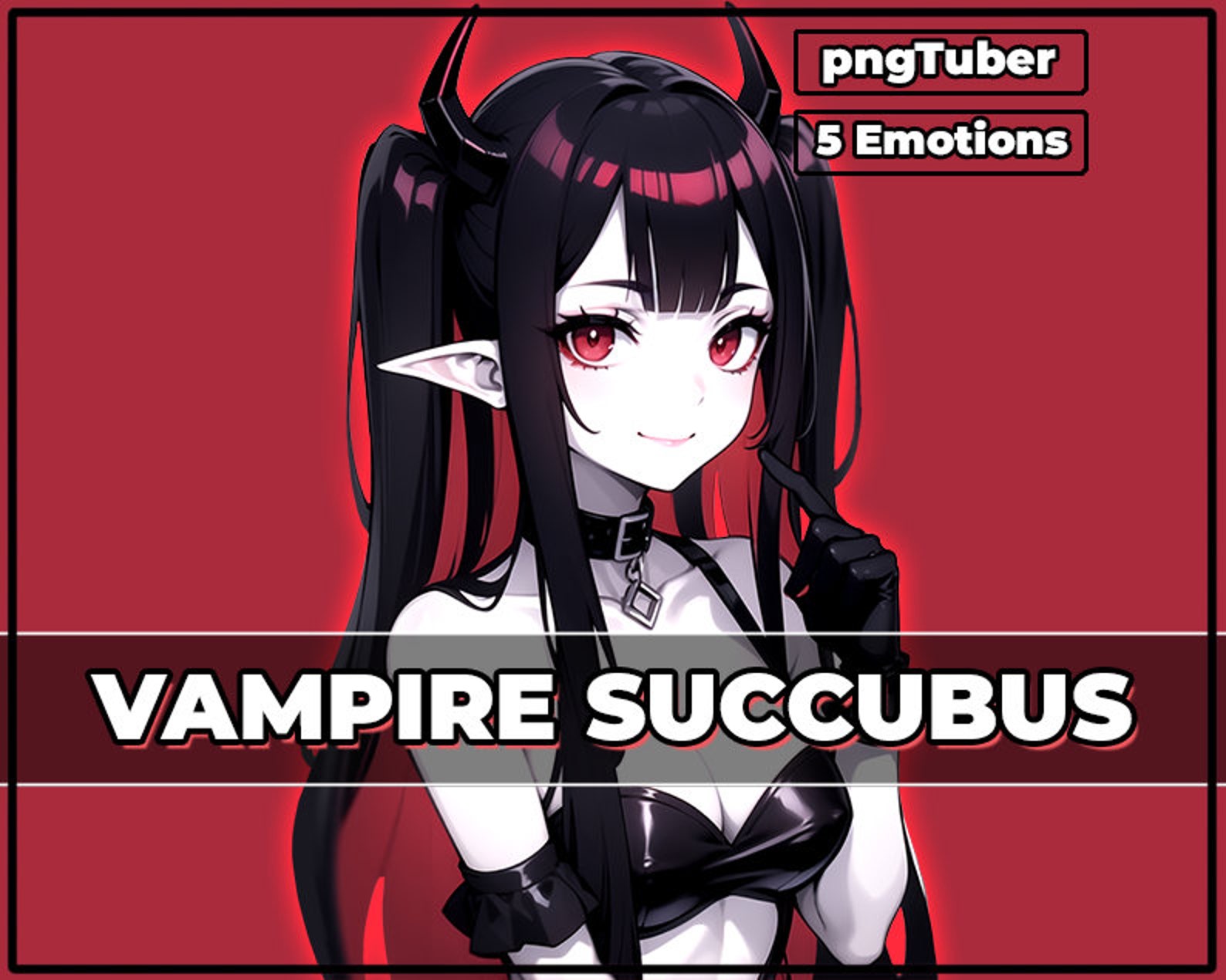 Red Vampire Succubus Girl Pngtuber Model: 5 Expressions (veadotube) - Etsy