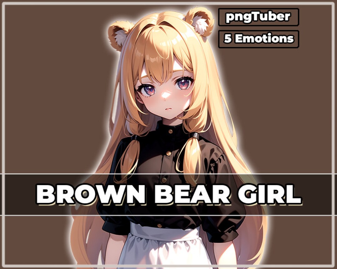 PngTuber Brown Bear Girl Teddy 2d Vtuber / Modelo - Etsy España