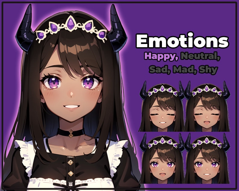 Pngtuber, Dark Demon Girl 2d Vtuber / Premade & Presetup Model With 5 ...