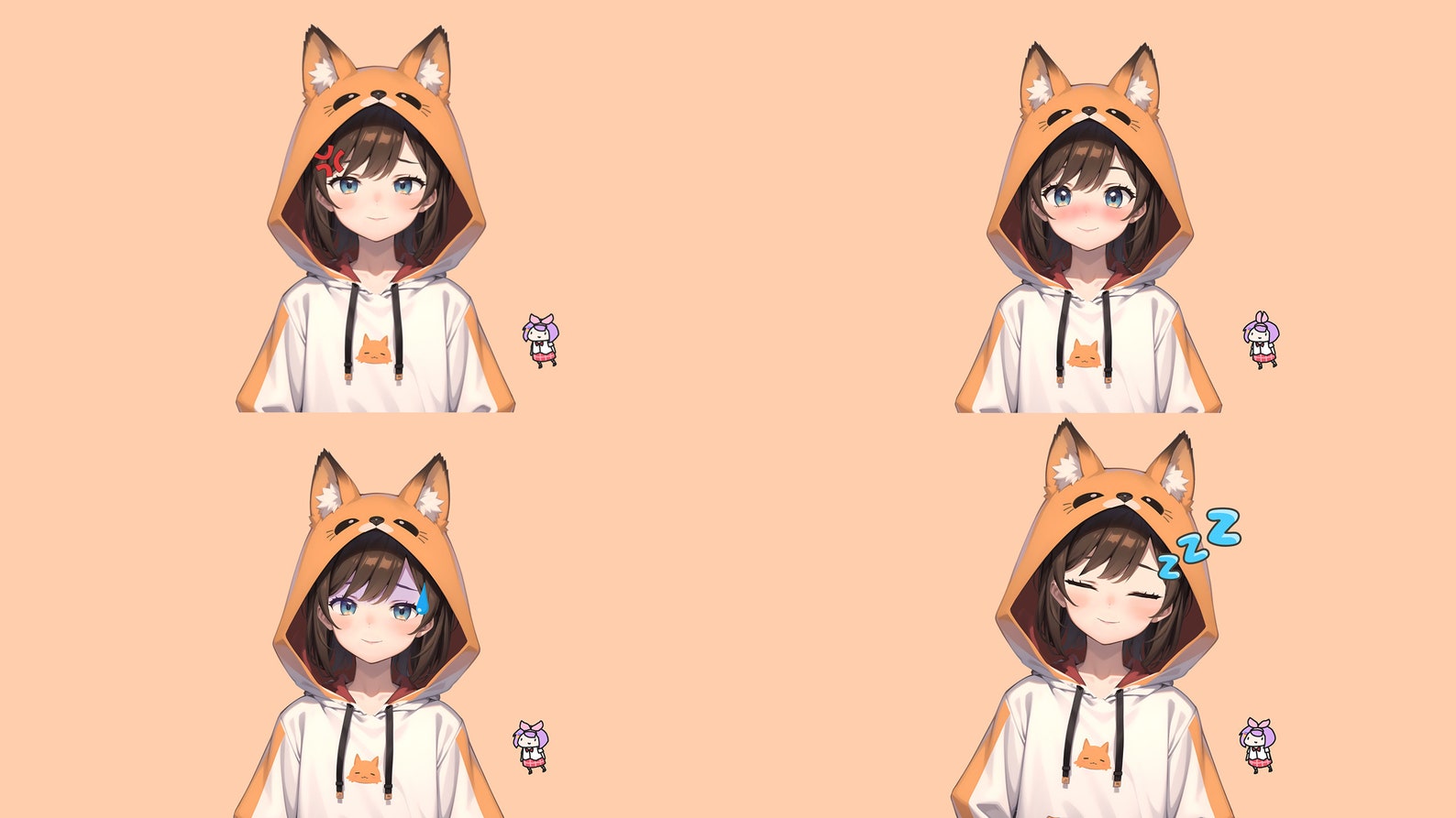 Orange Fox Hoodie Boy Vtuber Model: Premade Live2d & Pngtuber Pack - Etsy