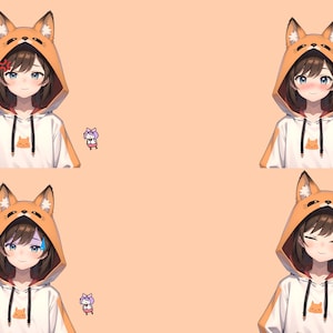 Orange Fox Hoodie Boy Vtuber Model: Premade Live2d & Pngtuber Pack - Etsy