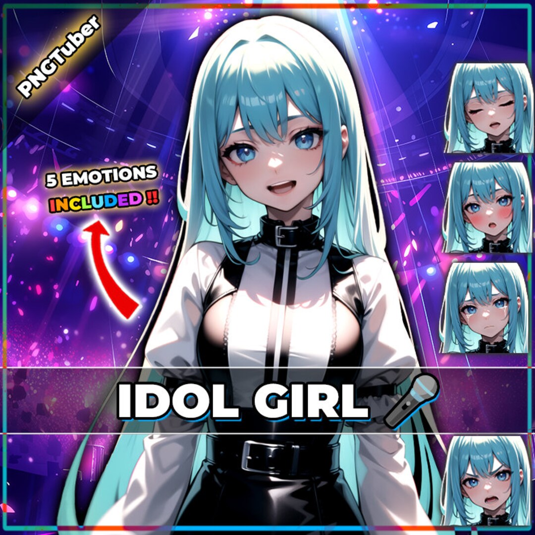 Idol Girl Pngtuber Model: Premade Vtuber With 5 Expressions - Etsy