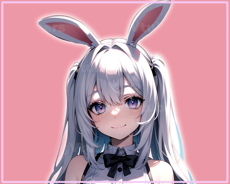 Pngtuber, White Bunny Rabbit Girl 2d Vtuber / Premade & Presetup Model ...