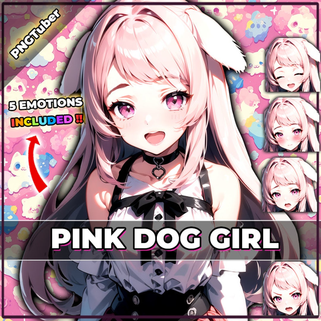 Pink Puppy Girl Pngtuber Model: 5 Expressions, Veadotube Ready - Etsy