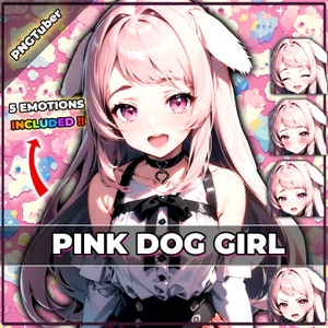 Pink Puppy Girl Pngtuber Model: 5 Expressions, Veadotube Ready - Etsy