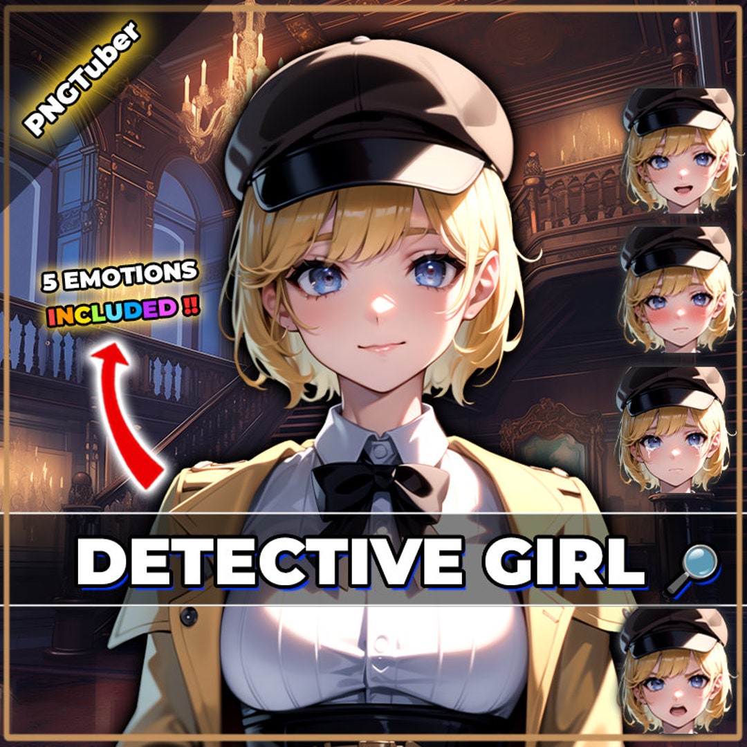 Pngtuber, Detective Girl 2d Vtuber / Premade & Presetup Model With 5 ...
