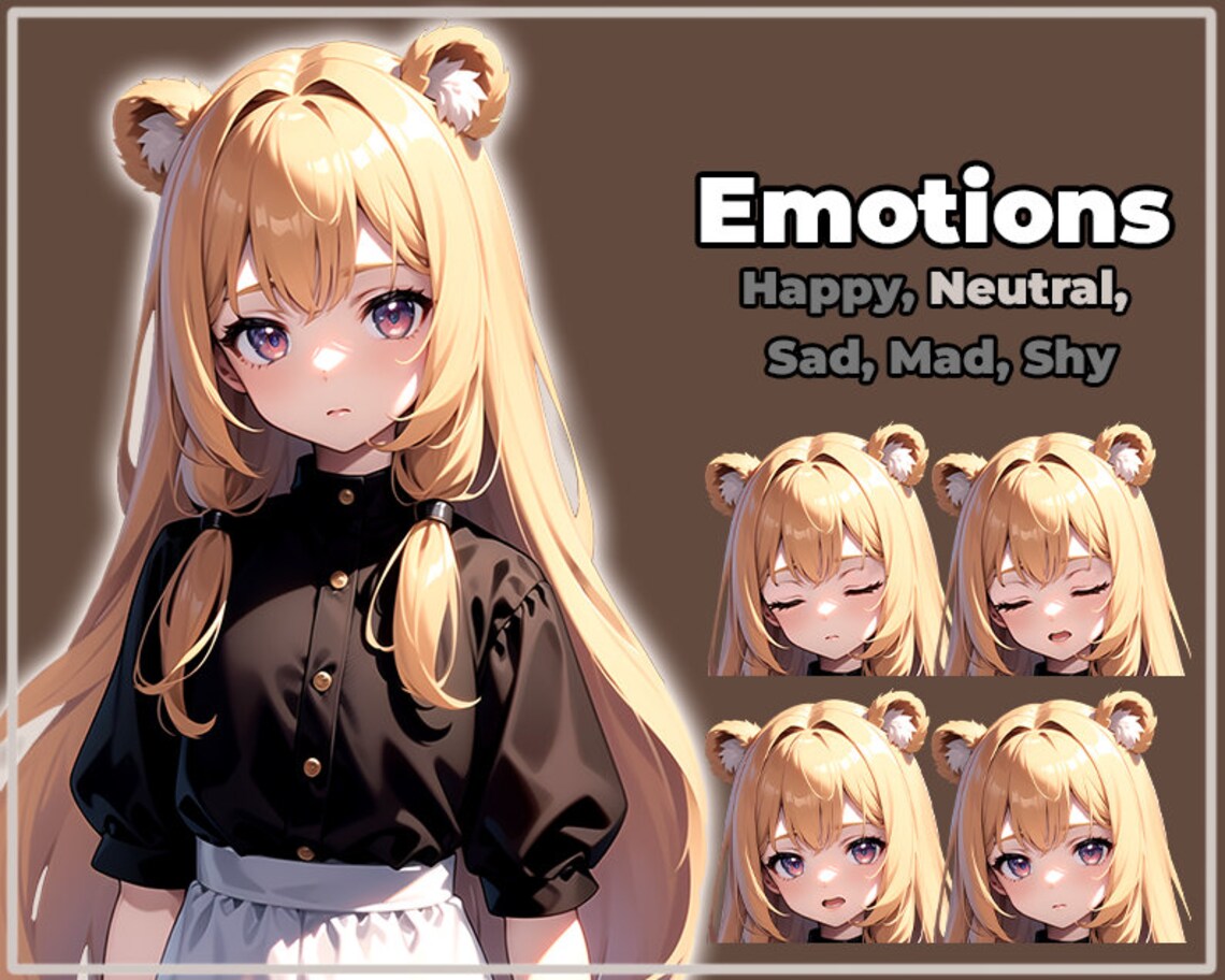 PngTuber Brown Bear Girl Teddy 2d Vtuber / Modelo - Etsy España