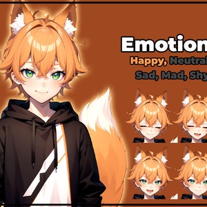 Orange Fox Hoodie Boy Vtuber Model: Premade Live2d & Pngtuber Pack - Etsy