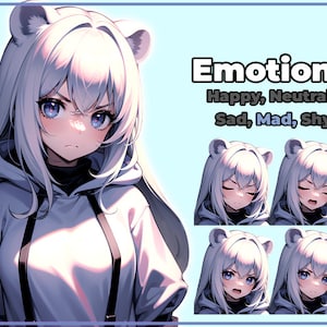 Arctic Polar Bear Girl Pngtuber: Premade Vtuber Model With 5 ...