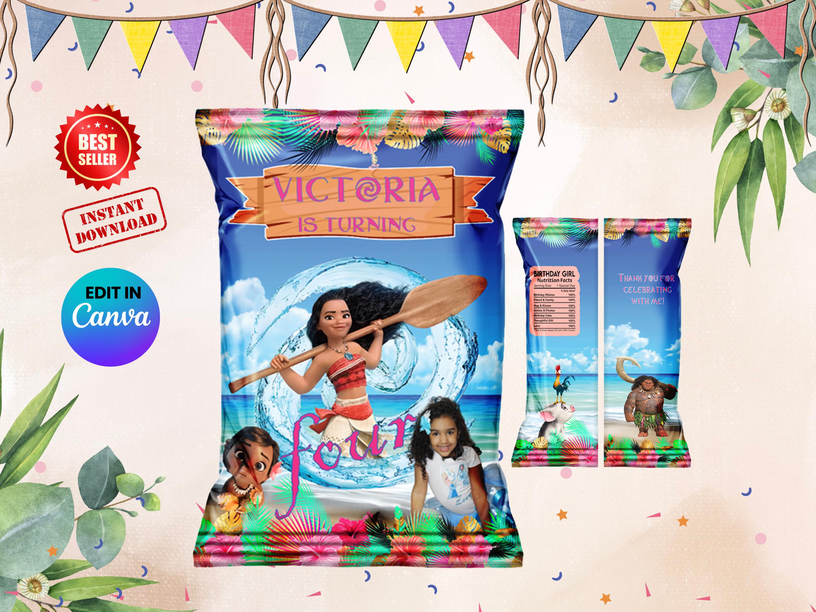 Moana Chip Bag, Moana Inspired Chip Bag Party Favor, Custom Chip Bags ...