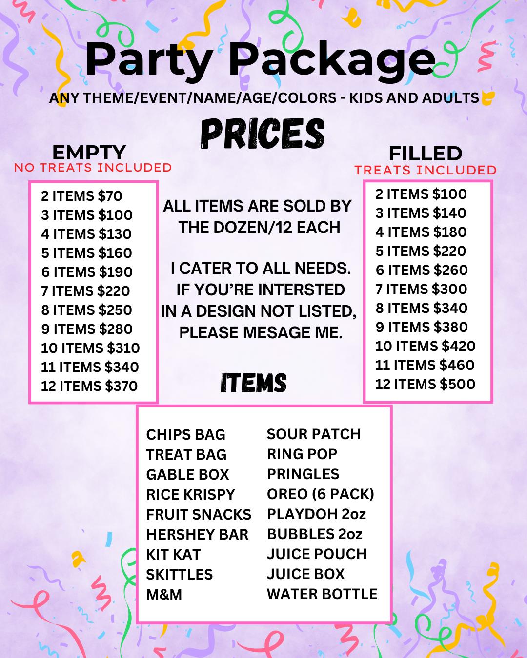 Party Bundle, Party Favor Package, Custom Party Favors, Assembled Party ...