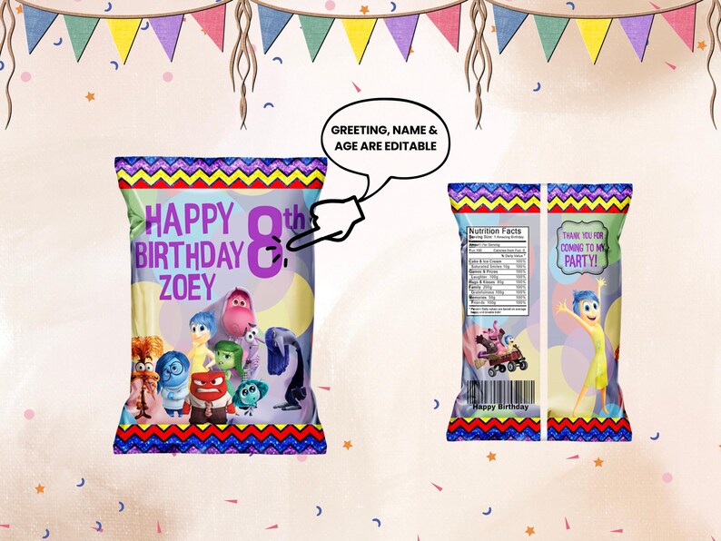 Inside Out Chip Bag Wrapper, Inside Out Snack Bag, Inside Out Custom ...