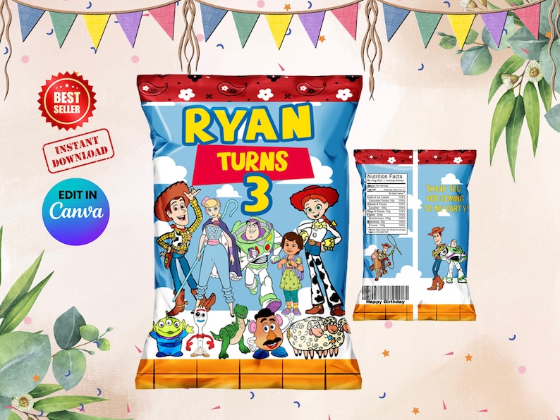 Toy Story Chip Bags, Toy Story Birthday, Toy Story Party Favor, Toy ...
