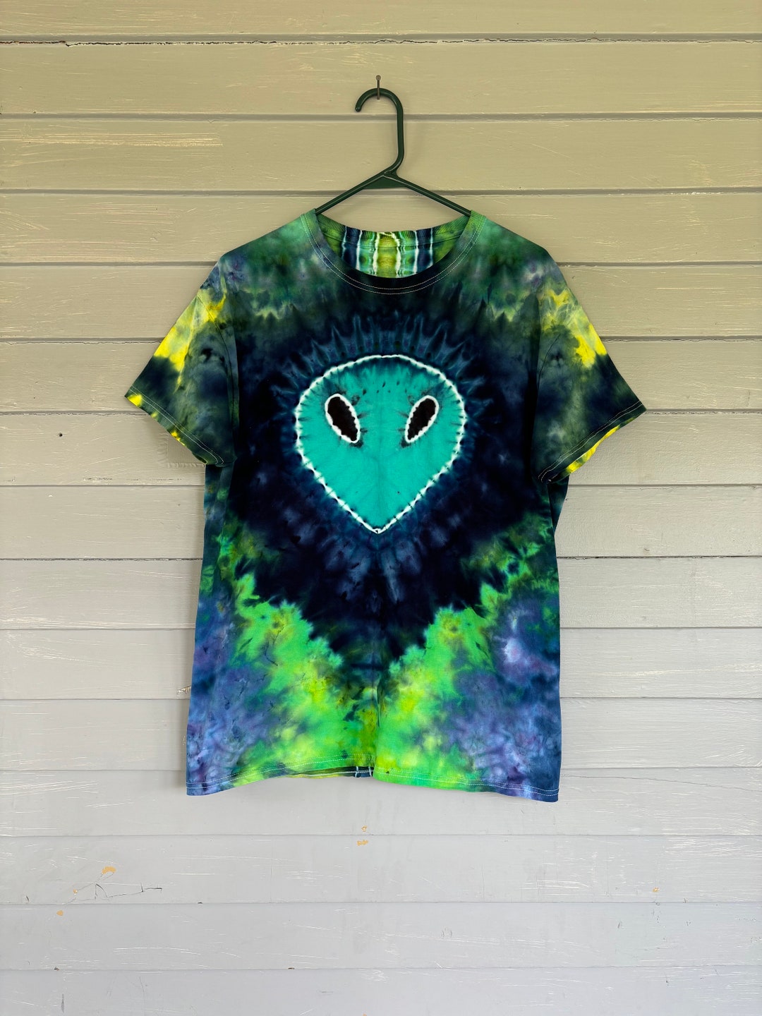 Alien Tie Dye, Tie Dye, Ice Dye, Size Large, Handmade, Hippie, Space ...