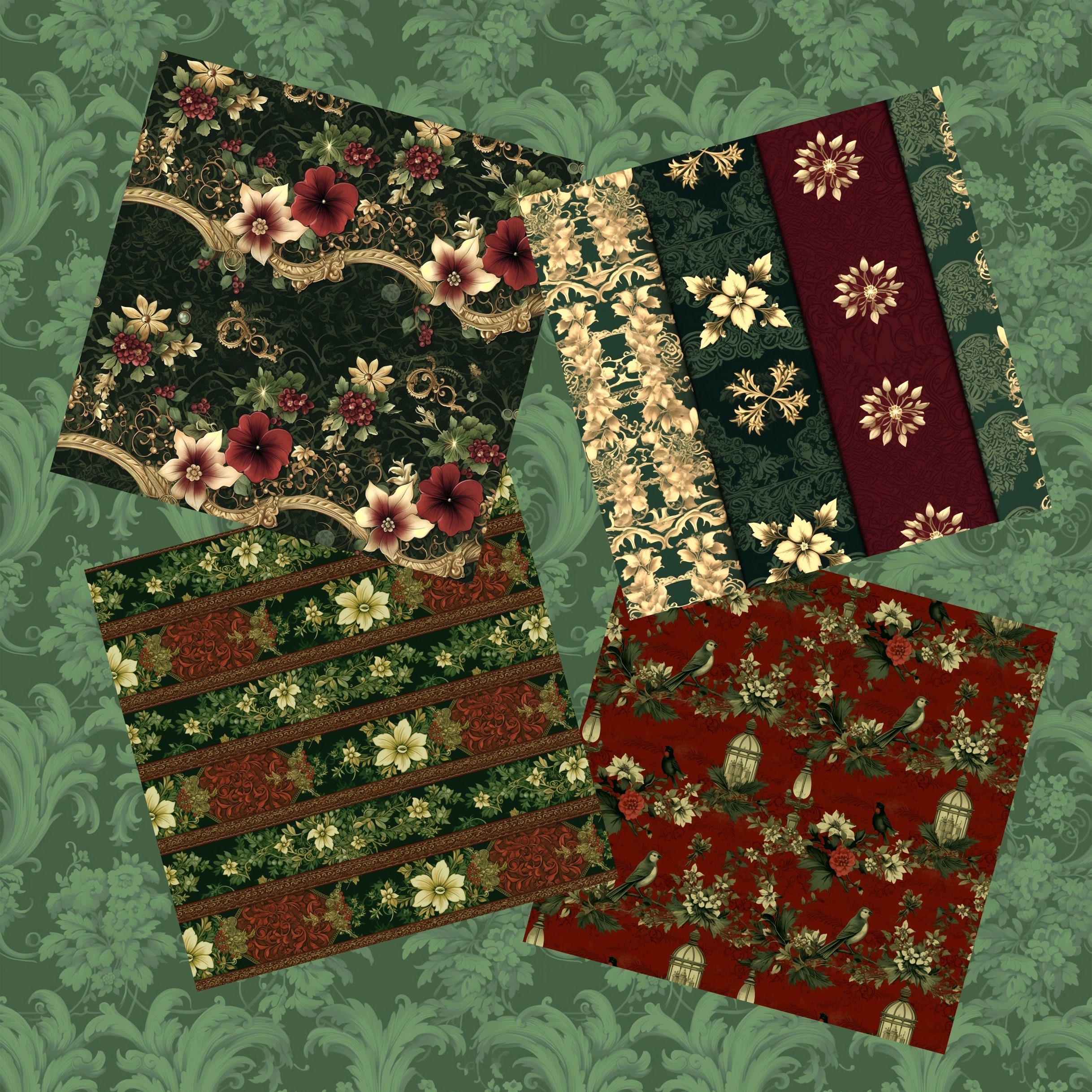 Victorian Christmas Print Digital Paper Old Fashioned Christmas Paper ...