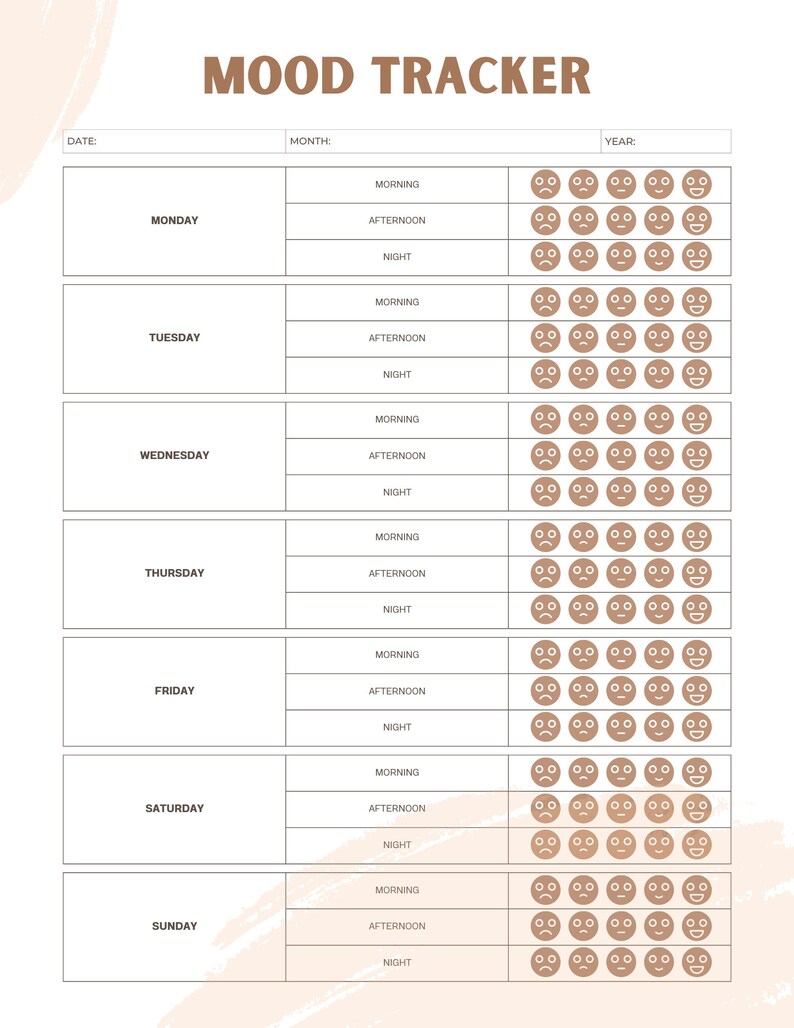 Printable Mood Planner, Planner Printable for Mood Planner, Digital ...