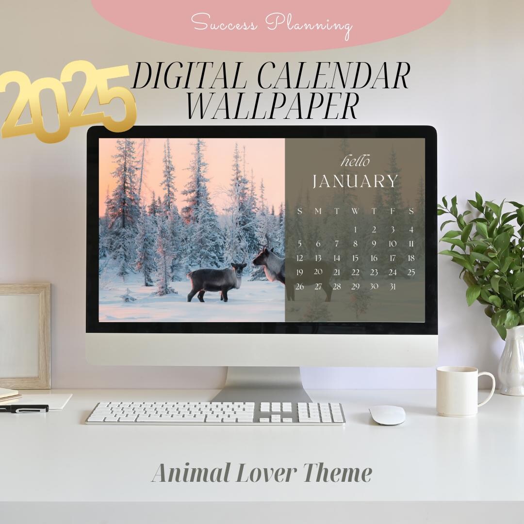 2025 Digital Calendar Wallpaper Animal Theme - Etsy