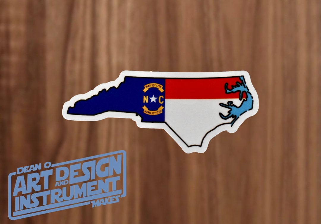 North Carolina Sticker State Flag, State Silhouette Waterproof Vinyl ...