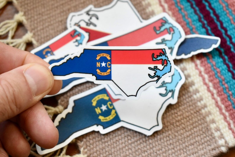 North Carolina State Flag Sticker: Waterproof Vinyl Silhouette - Etsy